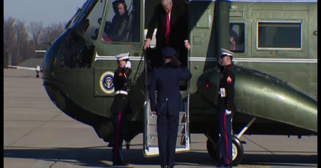 RAW: President Donald Trump departs Joint Base Andrews for Detroit ...