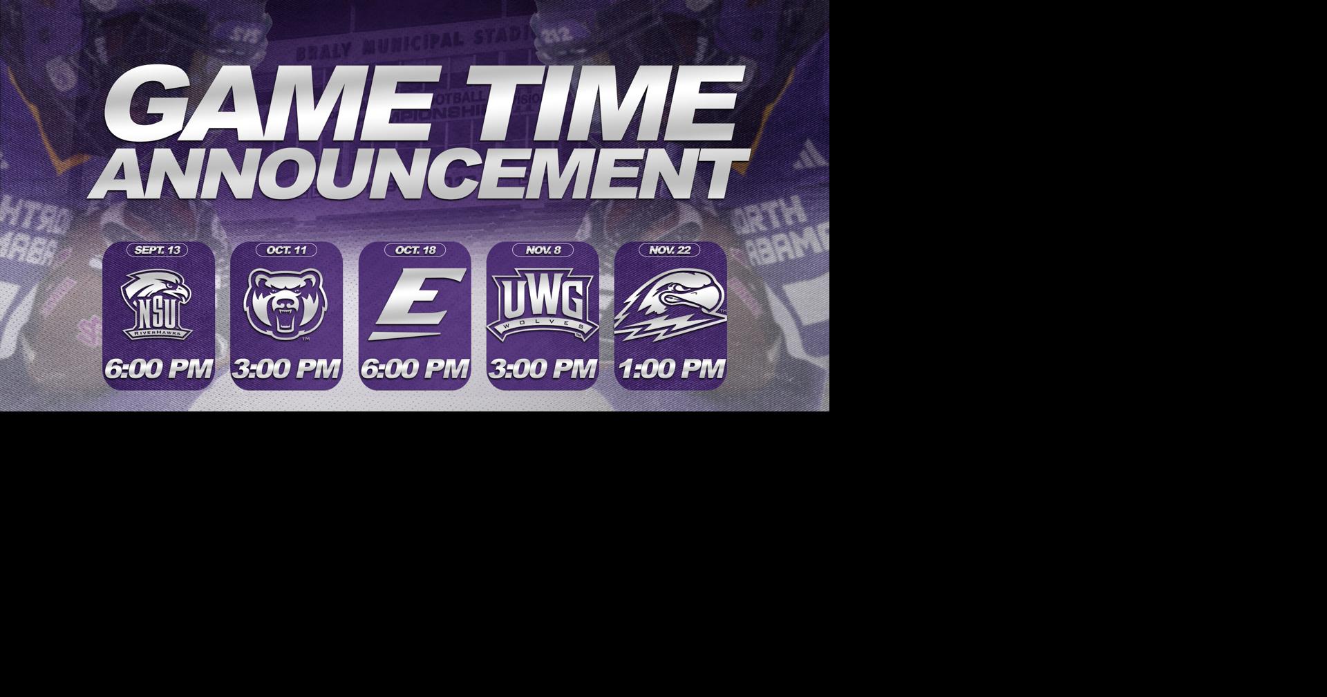 Kickoff times announced for North Alabama's final season at Braly ...