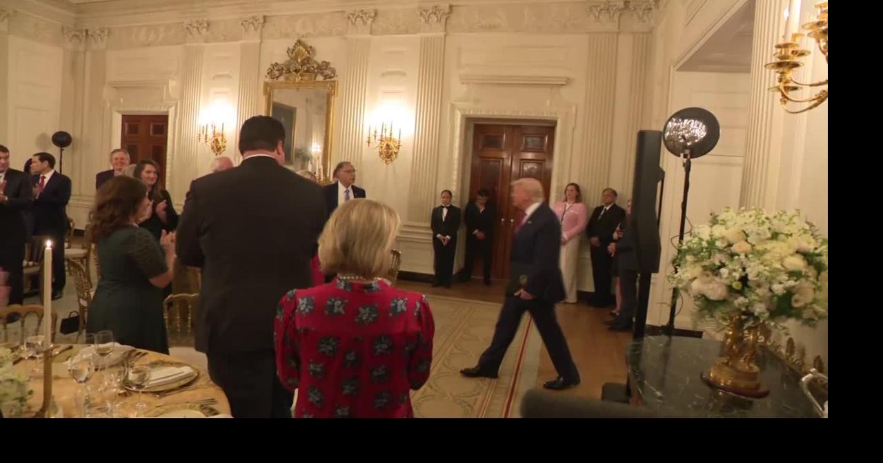 RAW VIDEO: Donald Trump arrives at Senate GOP dinner in Washington ...