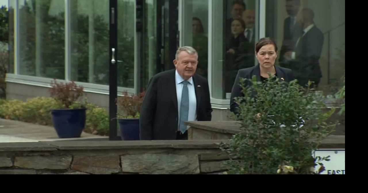 Foreign ministers of Denmark and Greenland greet reporters after ...
