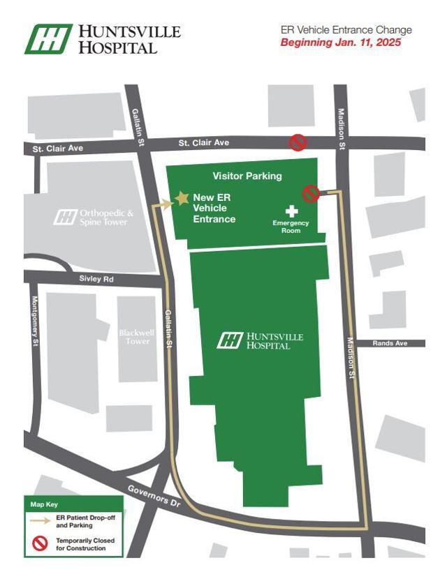 Huntsville Hospital's emergency room entrance moving to Gallatin Street ...