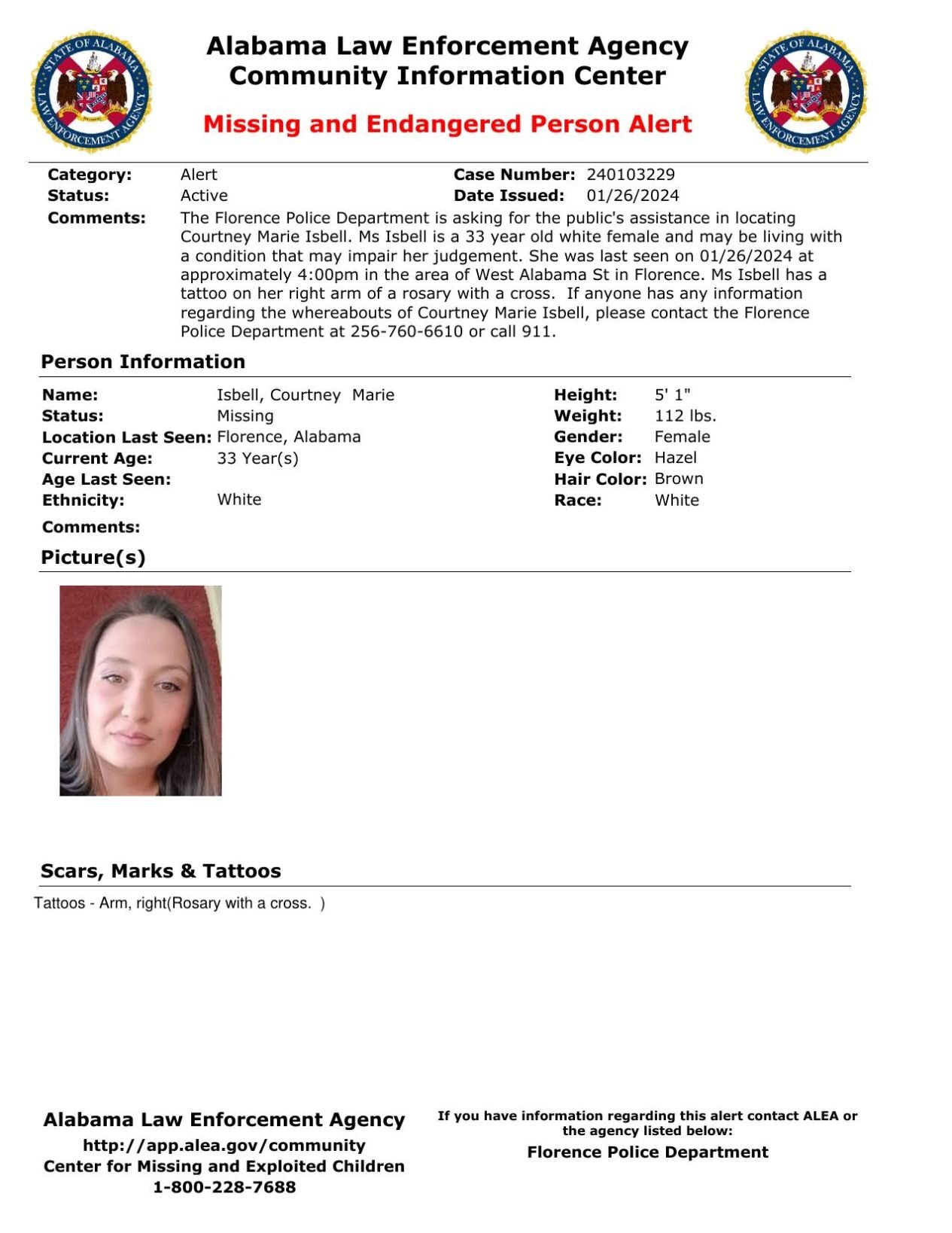 UPDATE: Missing person alert canceled for woman last seen in Florence ...