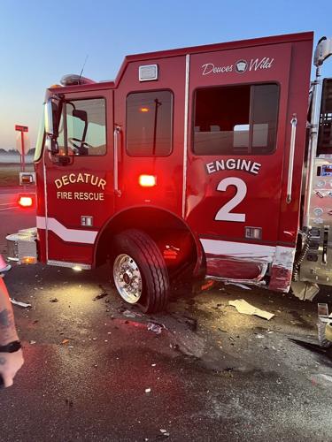 Decatur Fire & Rescue engine damaged after being hit on highway | News ...