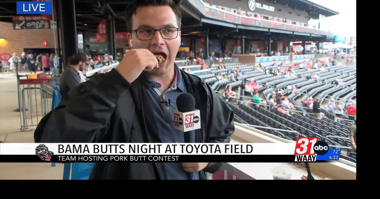 Trevor Denton samples the Bama Butts at Toyota Field | Video | waaytv.com