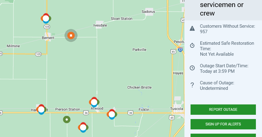 Ameren map shows power outage in Bement | News | wandtv.com