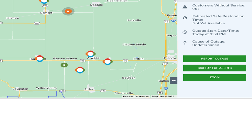 Ameren map shows power outage in Bement | Top Stories | wandtv.com