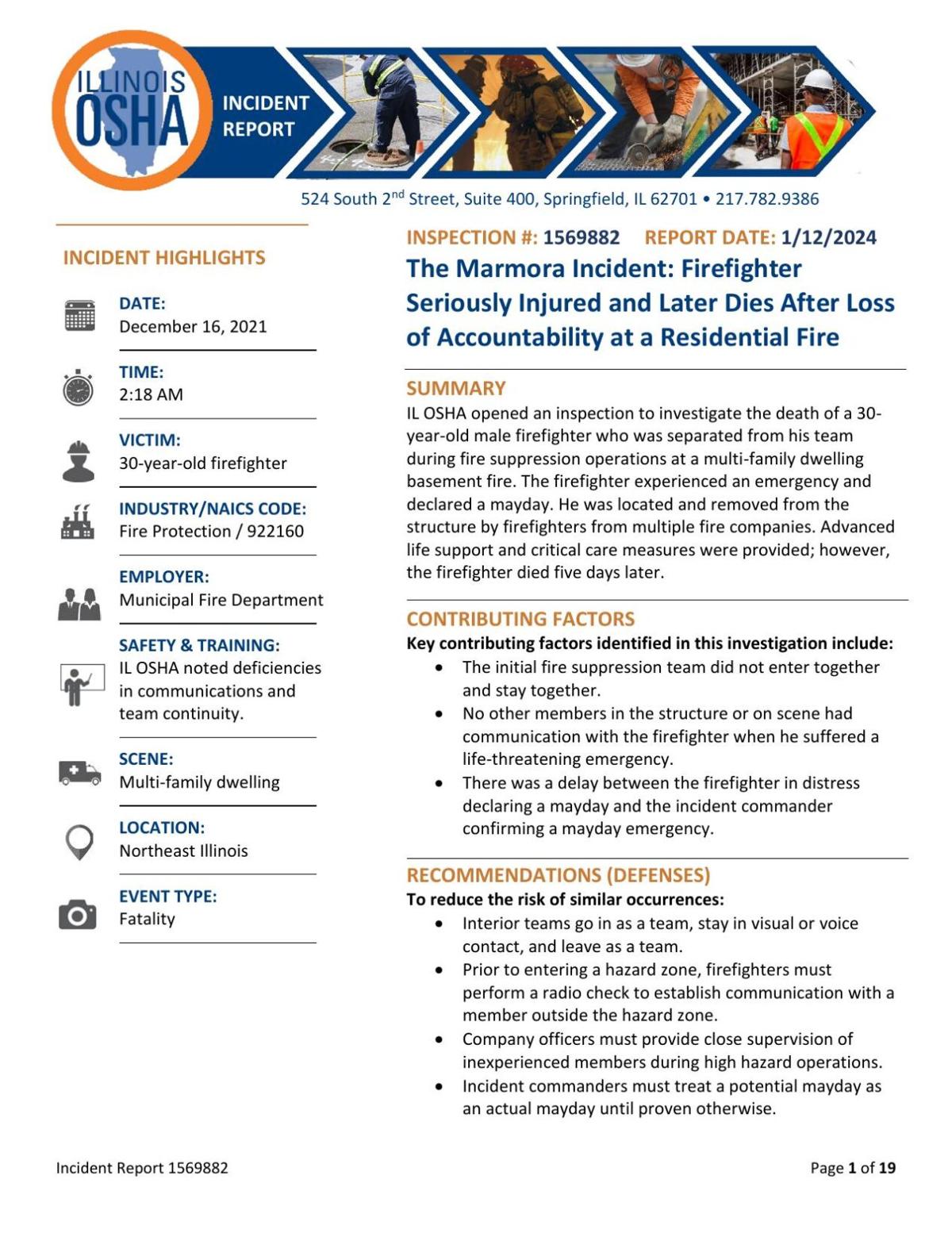 IL OSHA releases report following investigation of Chicago firefighter ...