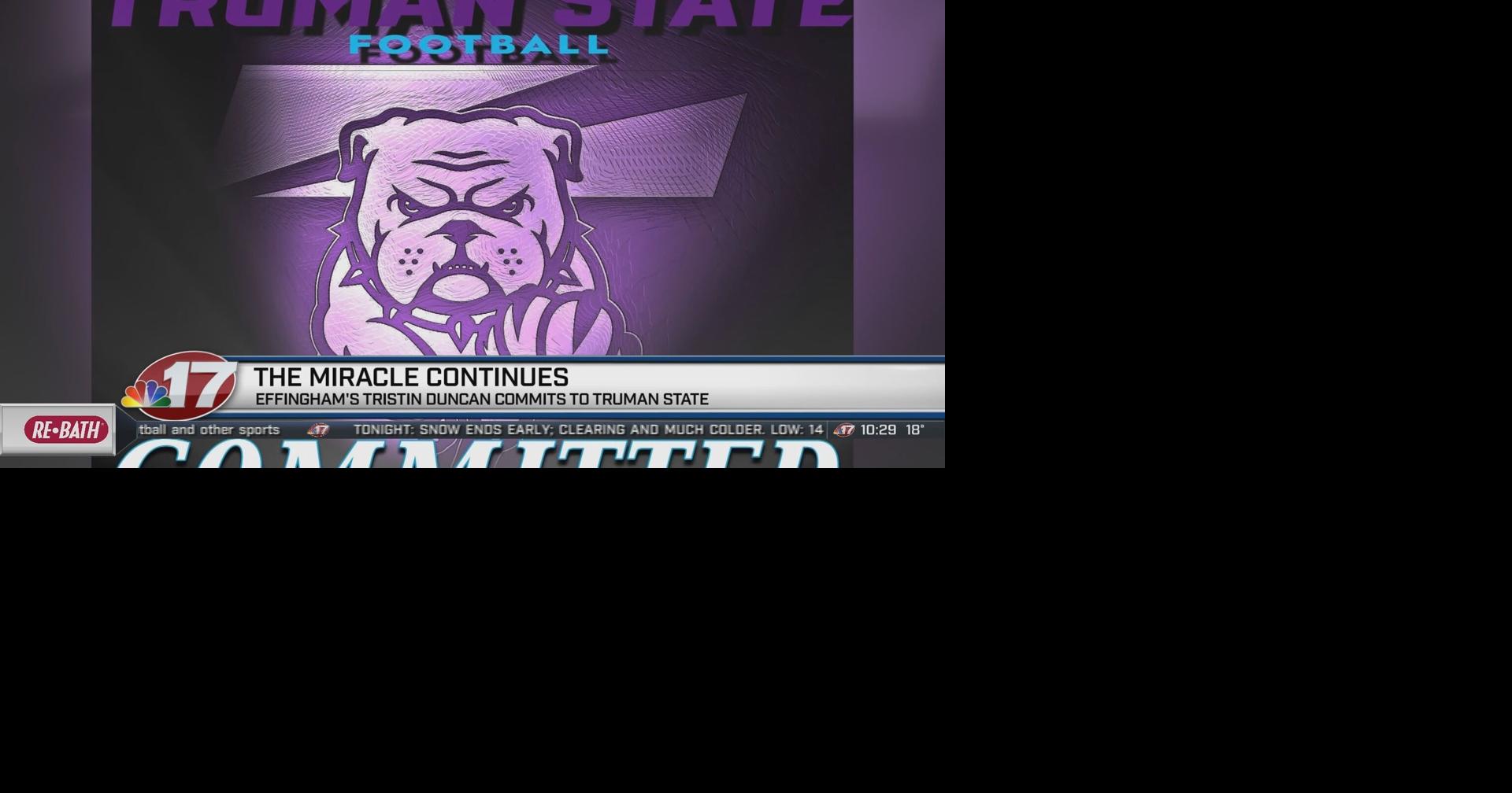 Effingham's Tristin Duncan commits to Truman State, his miracle story ...