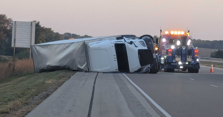 Rolled over semi blocks part of I-55 near Lincoln | News | wandtv.com