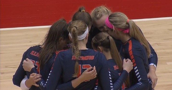 Raina Terry and Caroline Barnes joining coach at Big 10 Volleyball ...