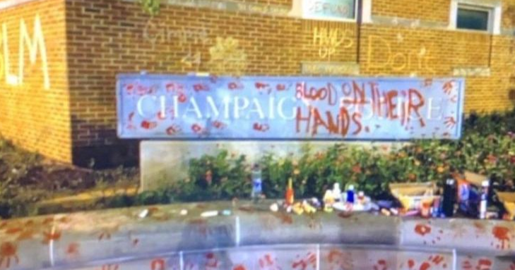 'Blood on their hands': Graffiti left at Champaign Police Dept. | News ...