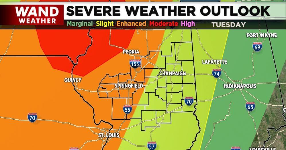 A high near 80 degrees today with severe storms possible Wednesday ...