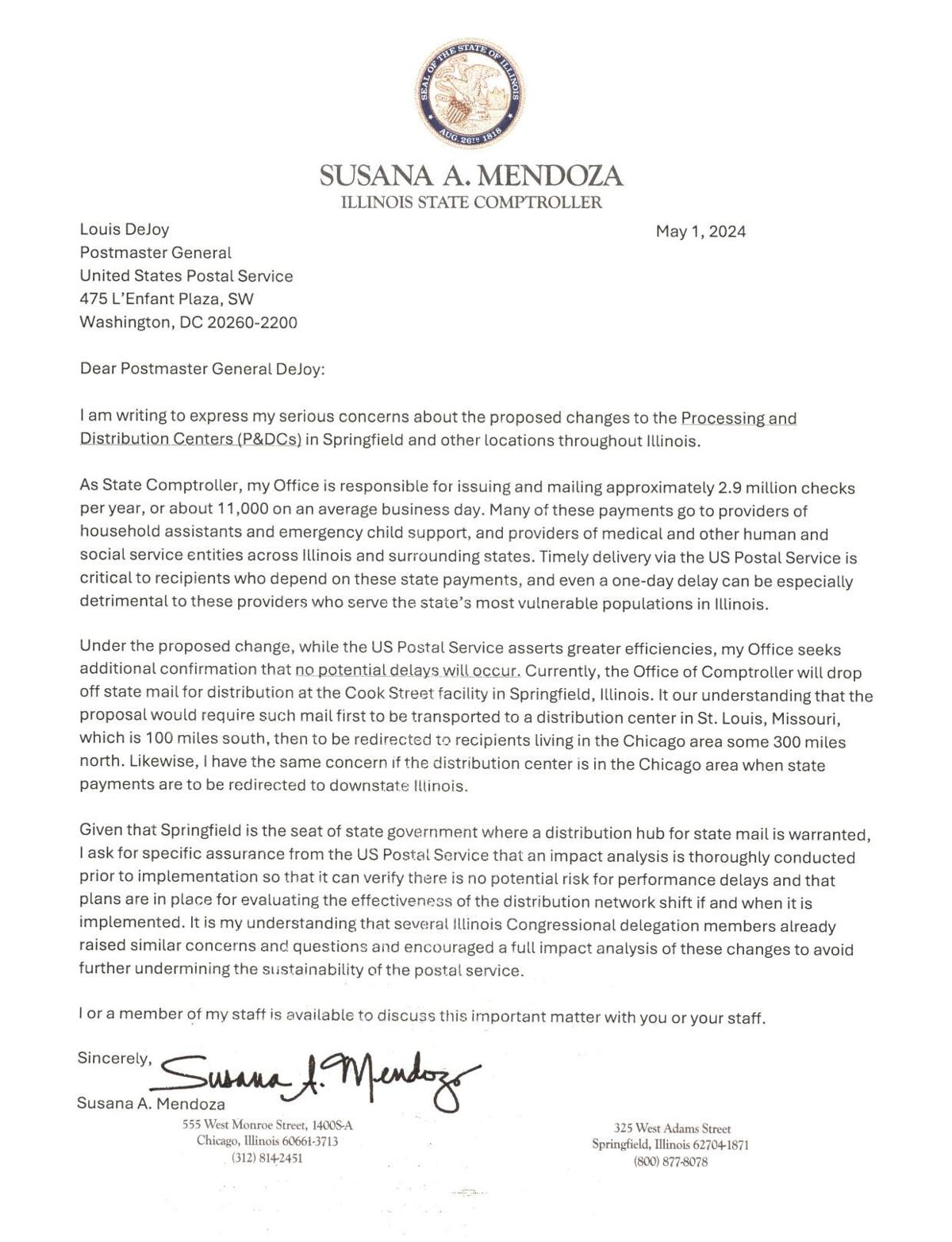 Comptroller Mendoza joins lawmakers concerned about USPS changes in ...