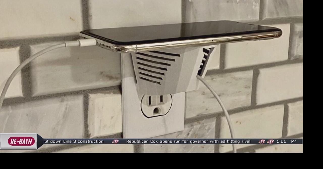 Local art teacher designs device to protect phone chargers from getting ...