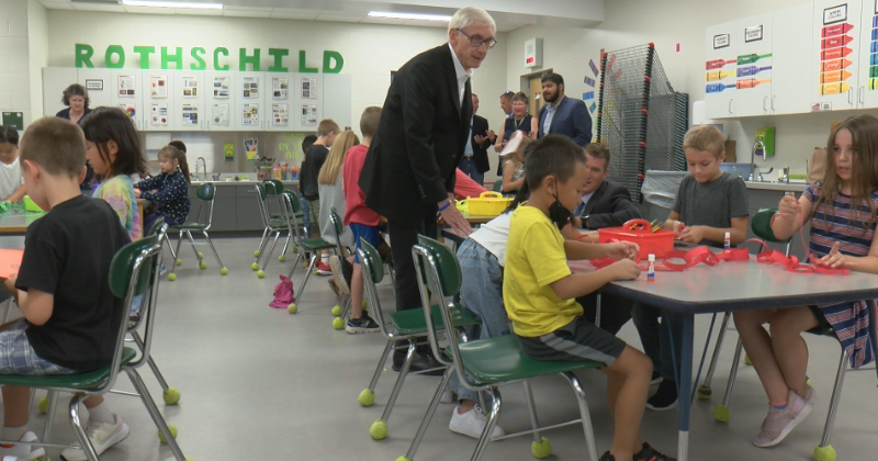 Gov. Tony Evers visits Rothschild Elementary | School | waow.com