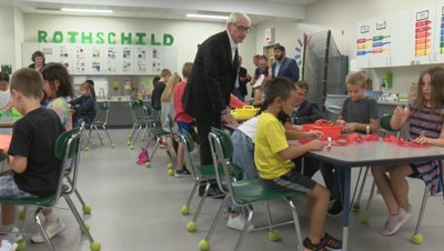 Gov. Tony Evers visits Rothschild Elementary | School | waow.com