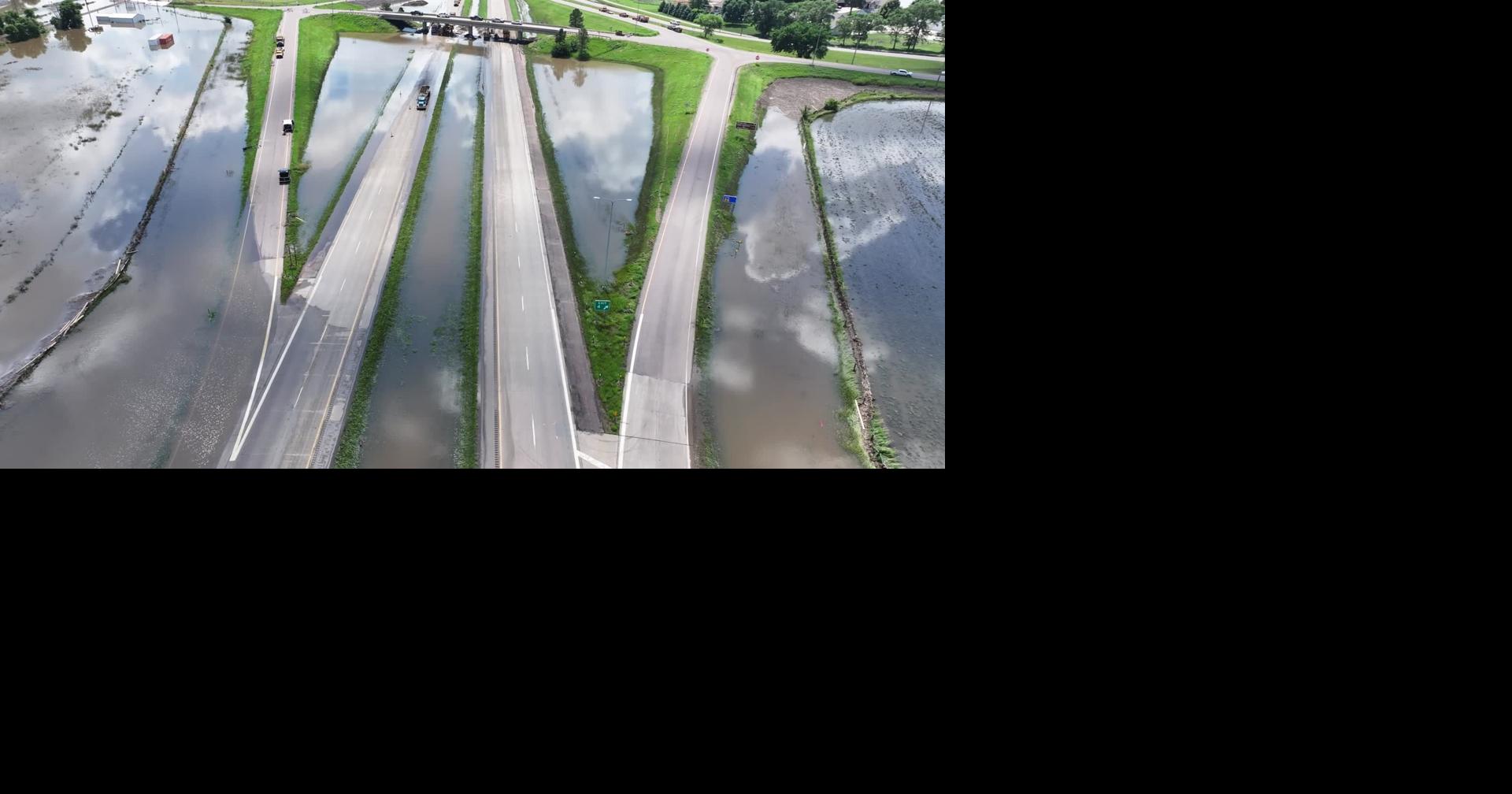 DRONE FOOTAGE: I-29 Flooding near North Sioux City, South Dakota ...