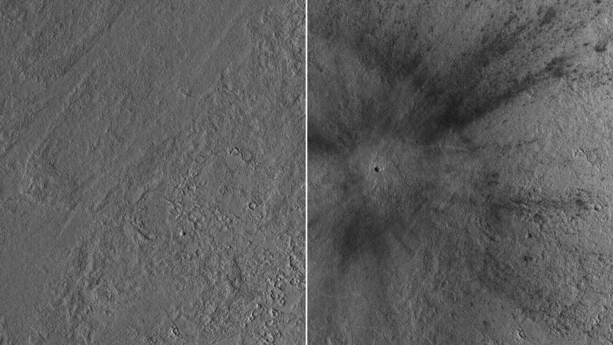 Space rock slams into Mars, forming a crater that revealed chunks of ...