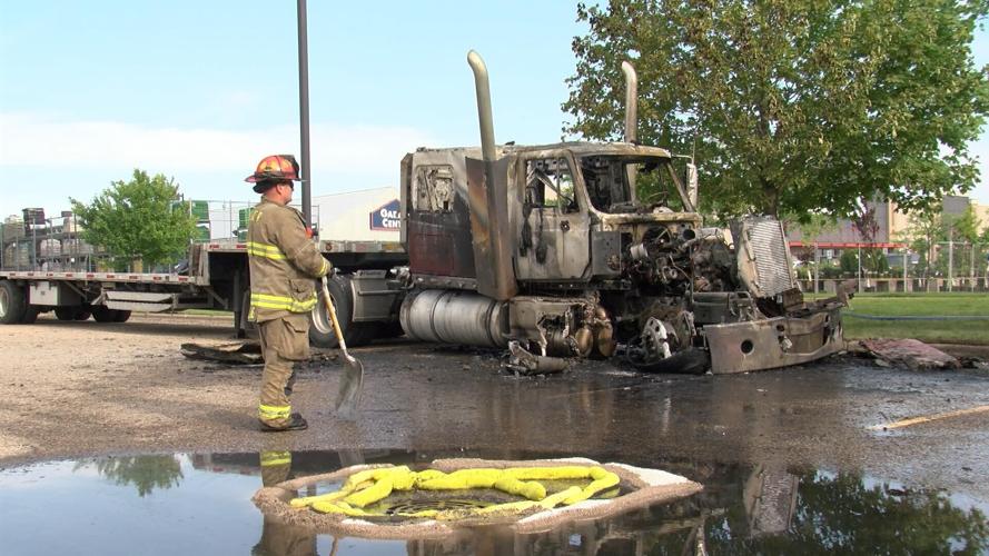 Semi truck driver barely escapes fire in Plover Kohl’s parking lot ...