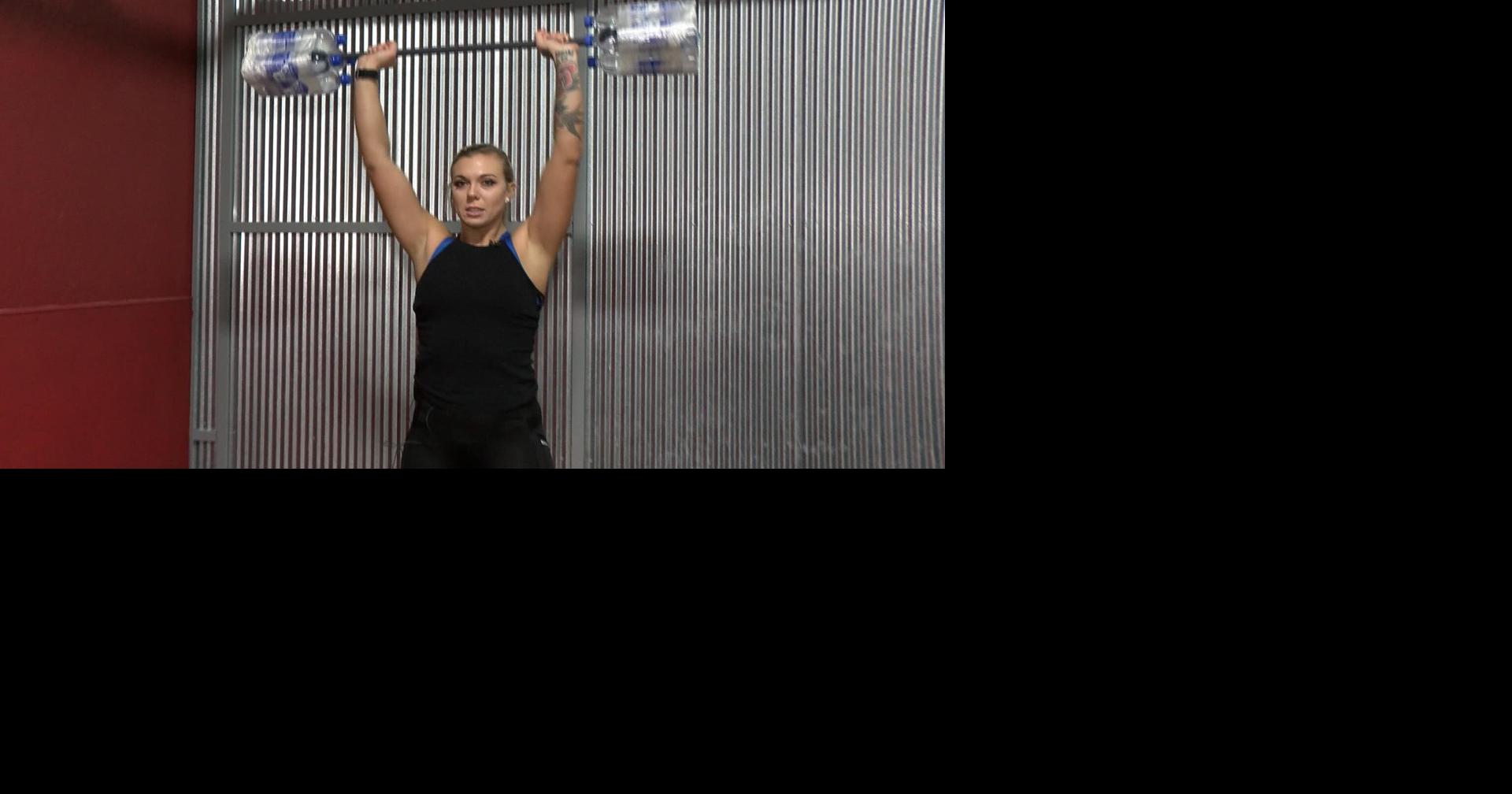 At Home Exercises: Water Bottle Shoulder Press and Backpack Lunges ...