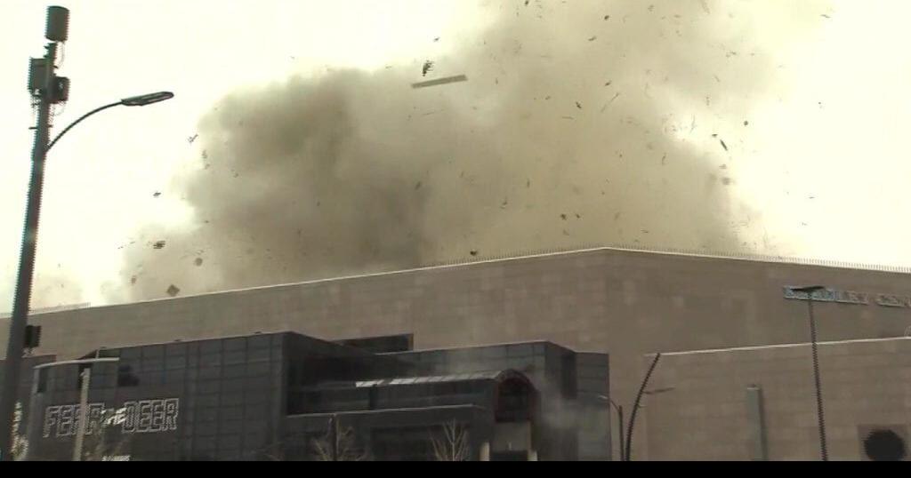 Controlled explosion brings down Bradley Center roof | Archive | waow.com