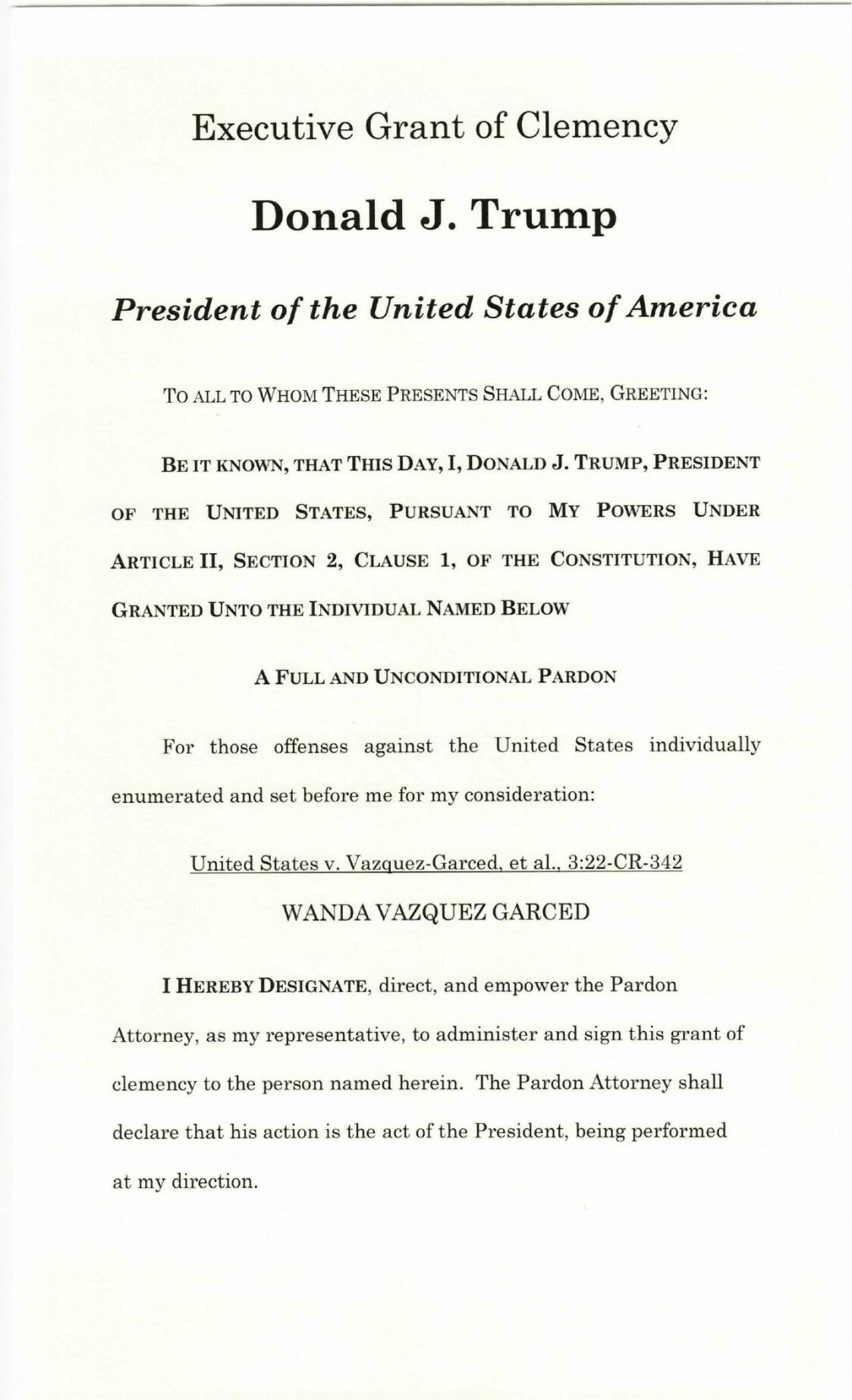 Justicia federal publica documento del indulto presidencial otorgado a Wanda Vázquez | Locales ...