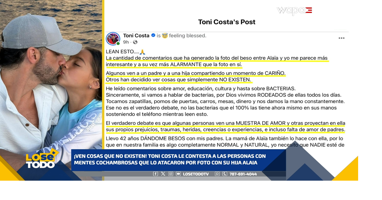 Toni Costa responde a críticas por foto besando a su hija en la boca ...