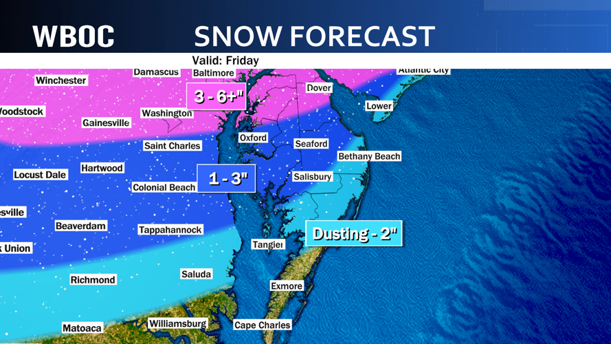 A Snowy End To Work Week Ahead! | WBOC Weather | wboc.com