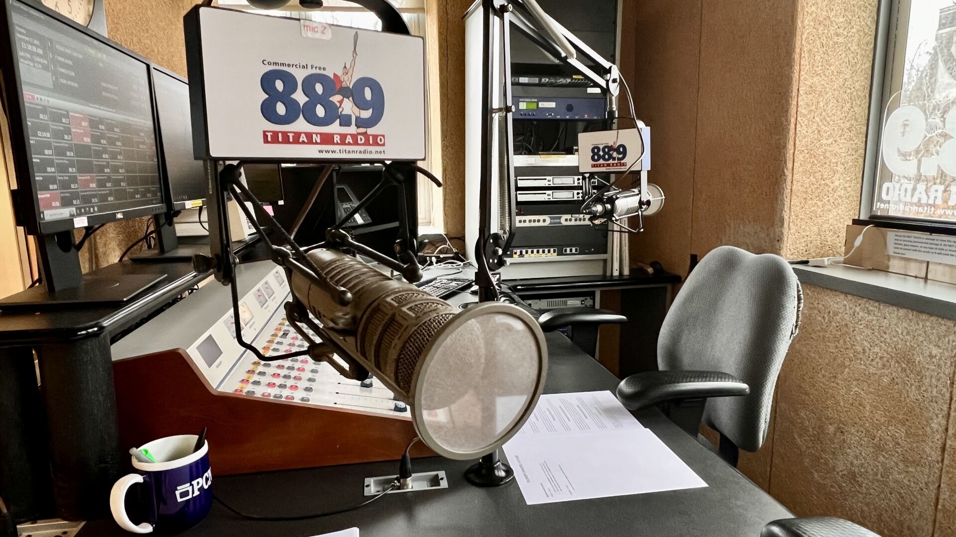 Titan Radio studio and microphone | | wcn247.com