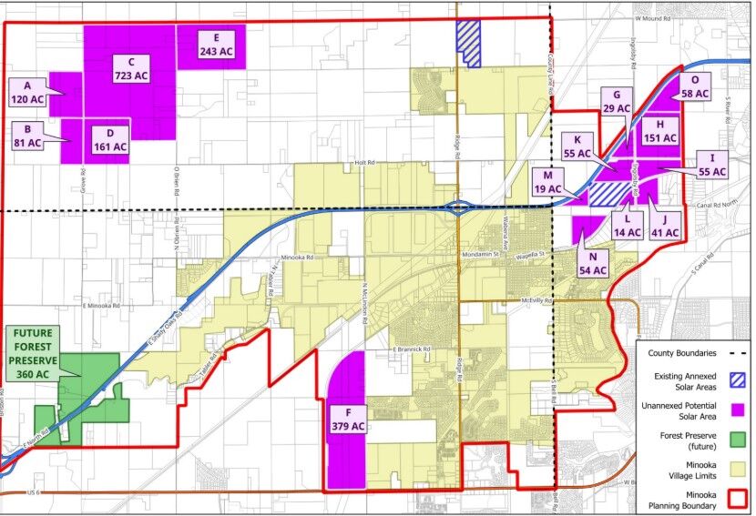 Minooka Changes Solar Farm Map | Local News | wcsjnews.com