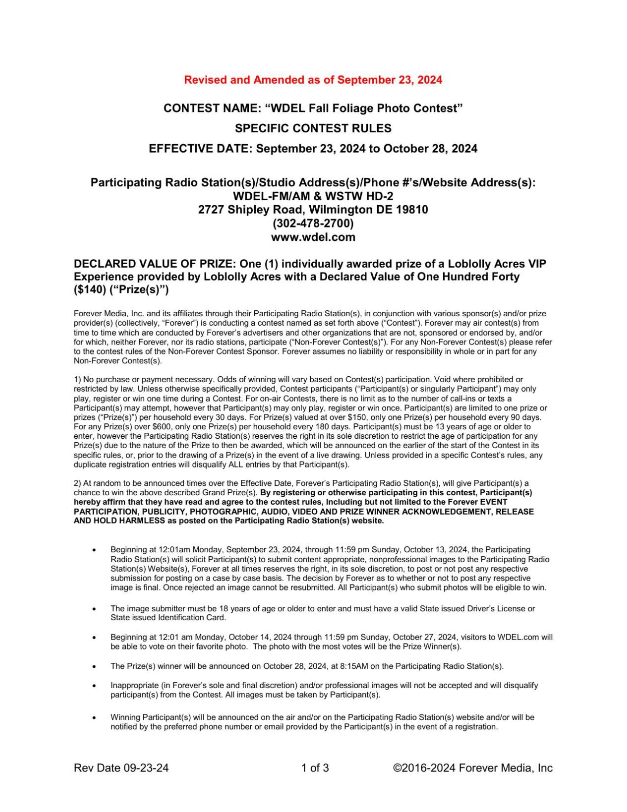 Fall Foliage Contest Rules REVISED | | wdel.com