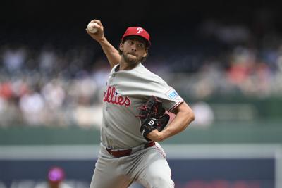 Phillies pitcher Aaron Nola throw to batters, ramping up return from ...
