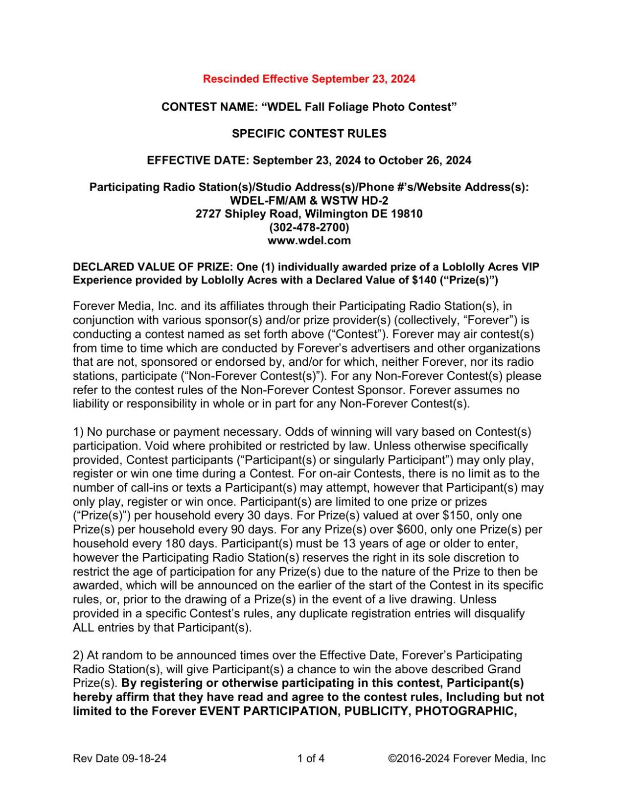 Fall Foliage Photo Contest Rules RESCINDED | | wdel.com