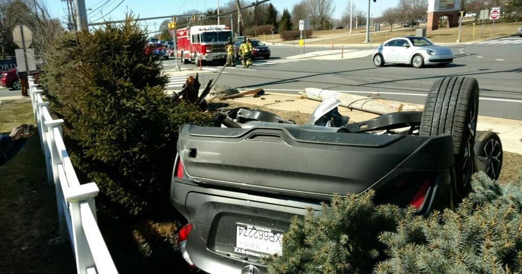 Car Slams Into Utility Pole Overturns In Brandywine Hundred The