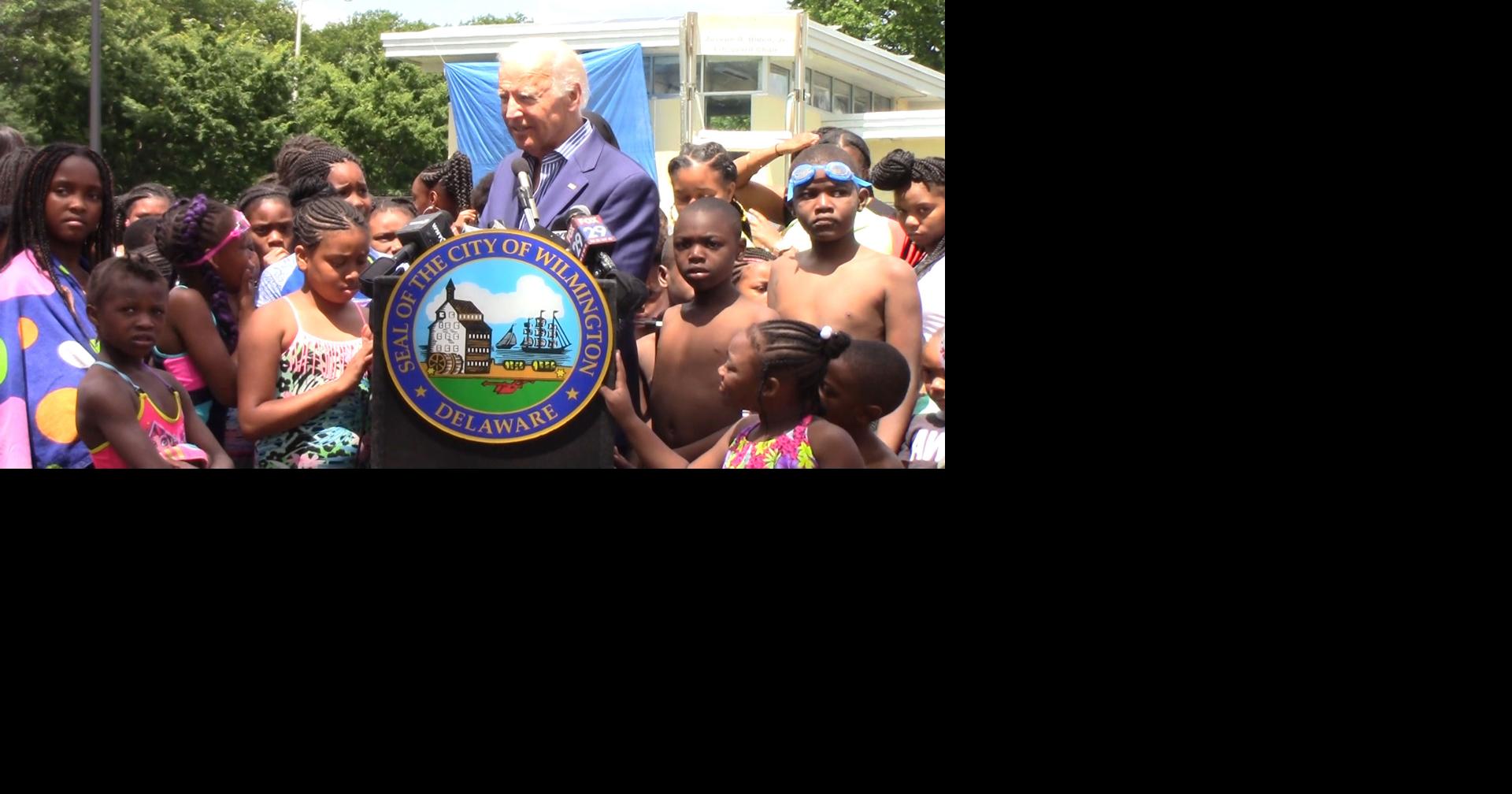 VIDEO | Former VP Biden makes a big splash at pool renaming ceremony ...