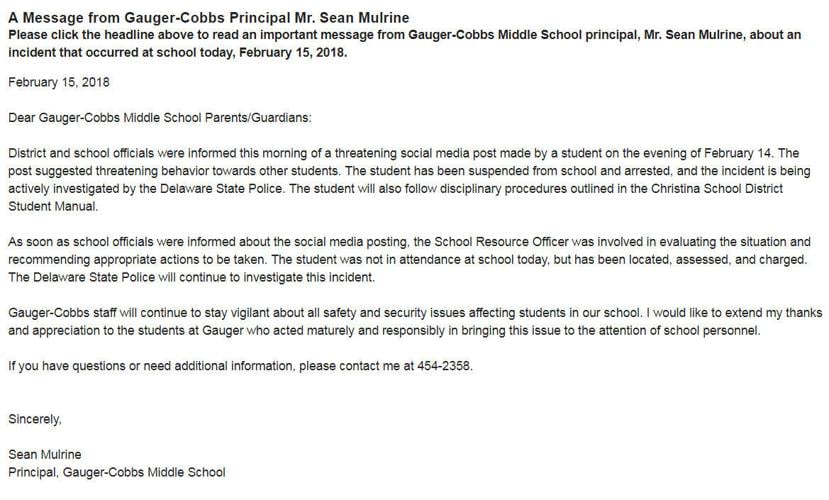 Gauger-Cobbs Middle student suspended for allegedly making social media ...