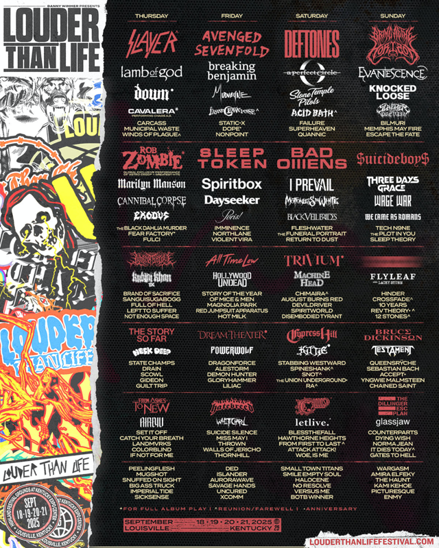 Slayer, Avenged Sevenfold and Marilyn Manson headline 2025 Louder Than Life music festival in ...
