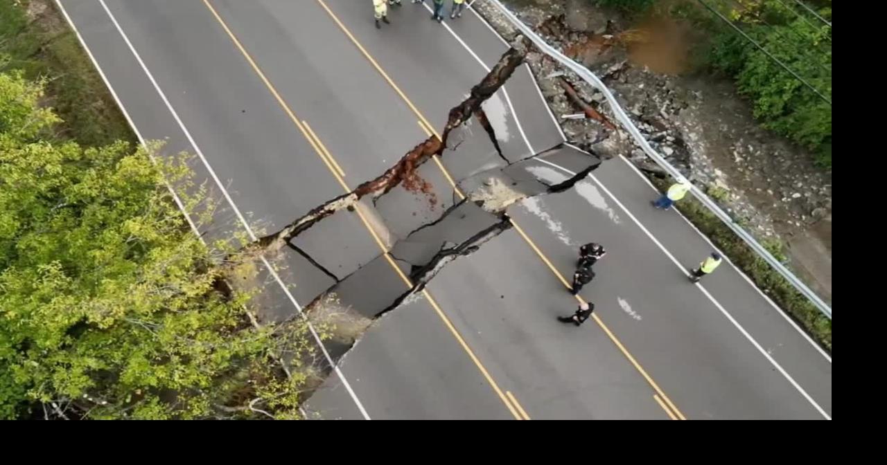 RAW VIDEO | Drone footage of massive road collapse in Jeffersontown ...