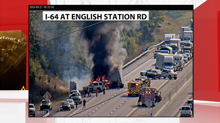 2 injured in fiery crash that blocked I-64 West near Gene Snyder ...