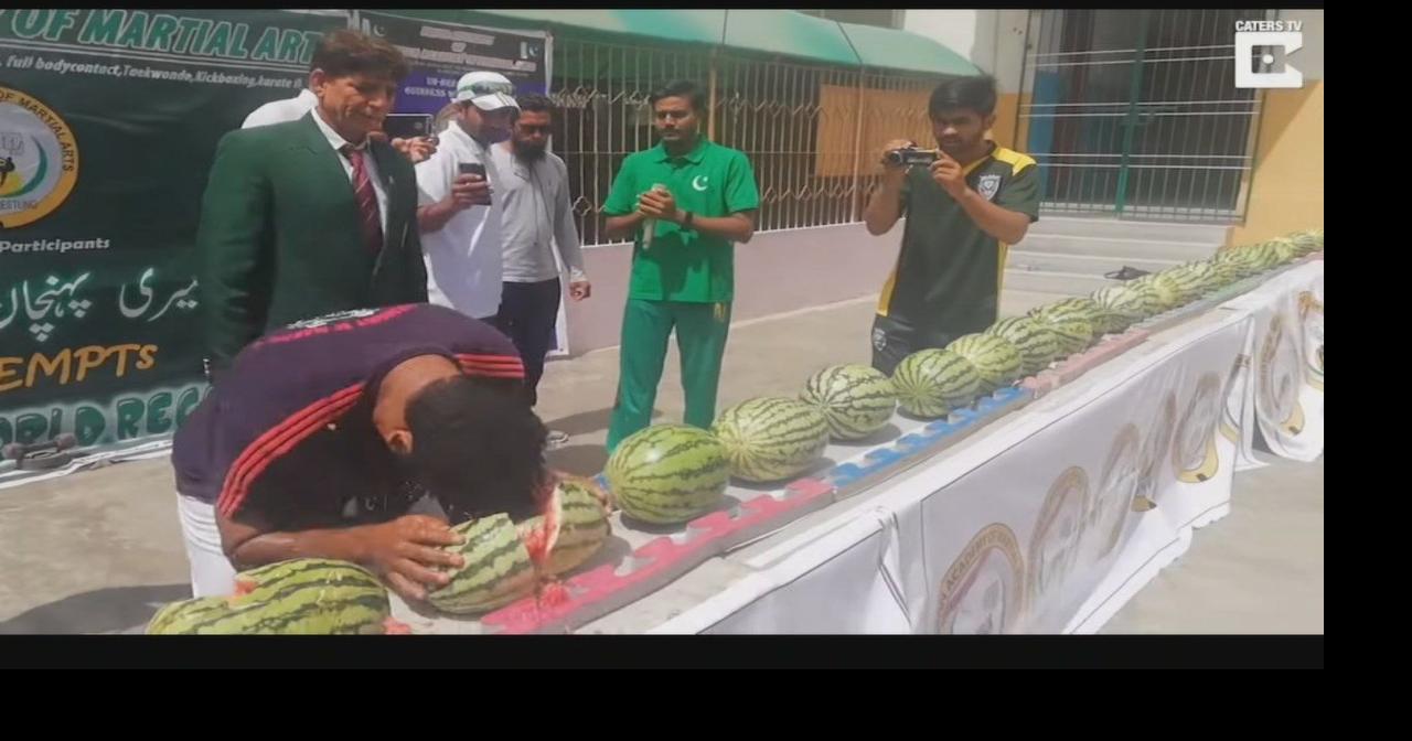Pakistani man dominates watermelons and walnuts in world record ...