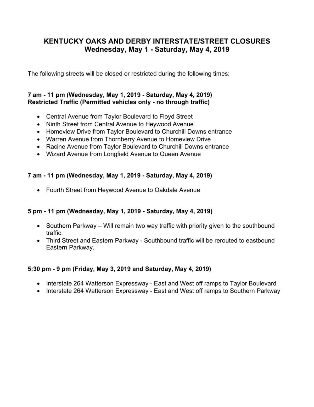 LMPD unveils traffic and parking plans for Kentucky Oaks, Derby days ... LMPD unveils traffic and parking plans for Kentucky Oaks, Derby days ...