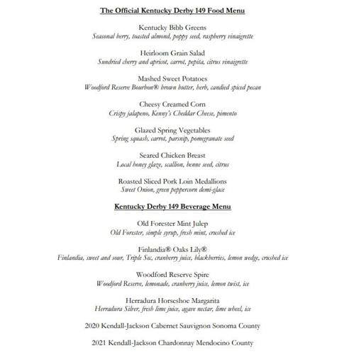 Churchill Downs releases menu for 149th Kentucky Derby | Derby 149 ...