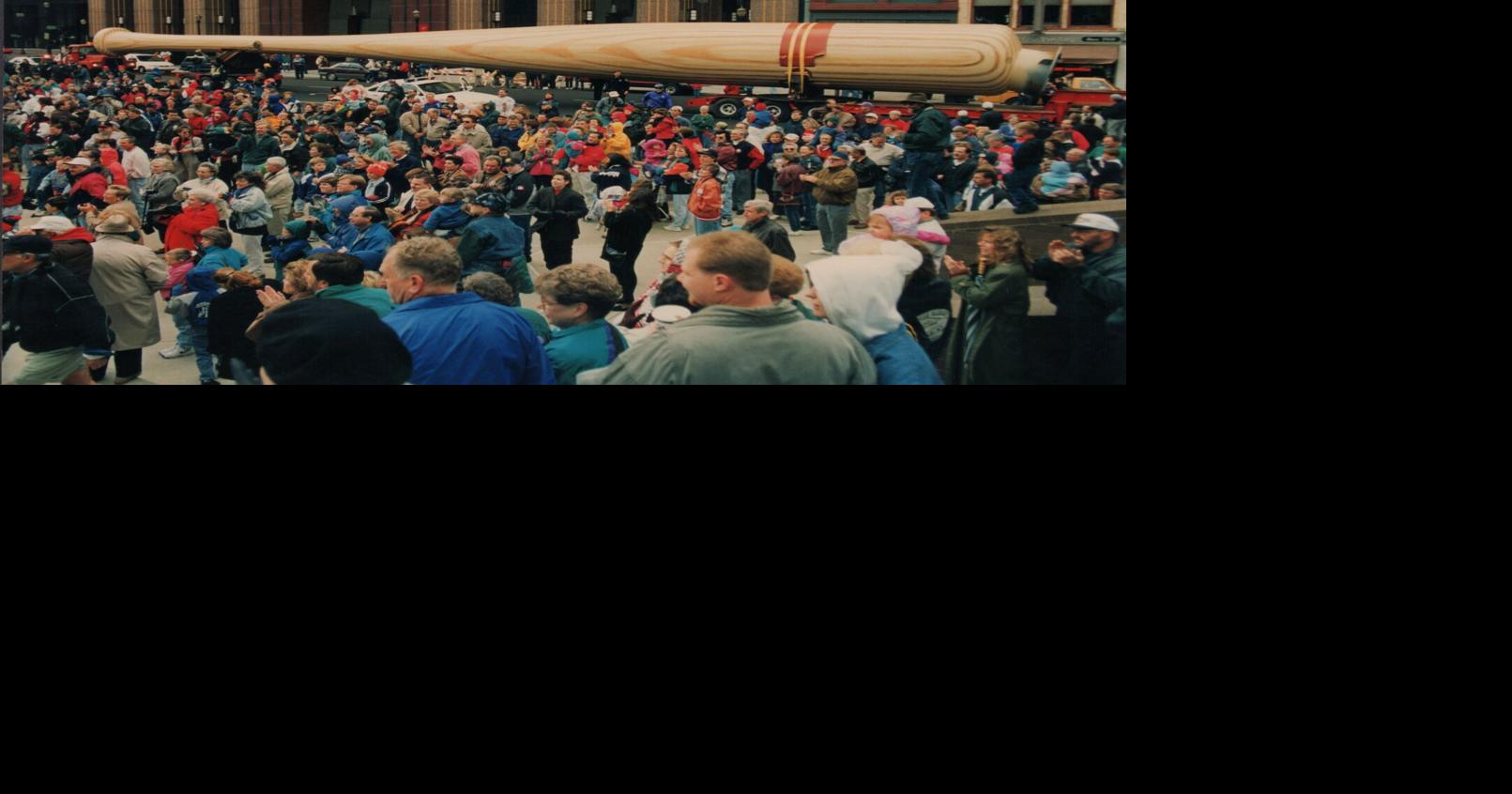 Big Bat installed at Slugger Museum on Main St. October 21, 1995 ...