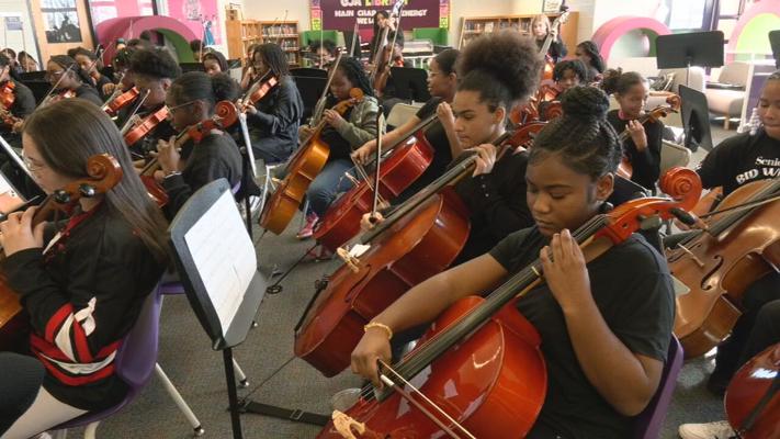 Grace James Academy Orchestra students rehearsing for upcoming concert ...