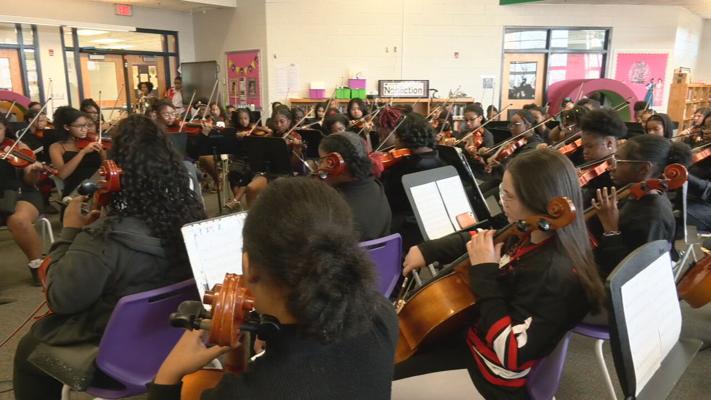 Grace James Academy Orchestra students rehearsing for upcoming concert ...