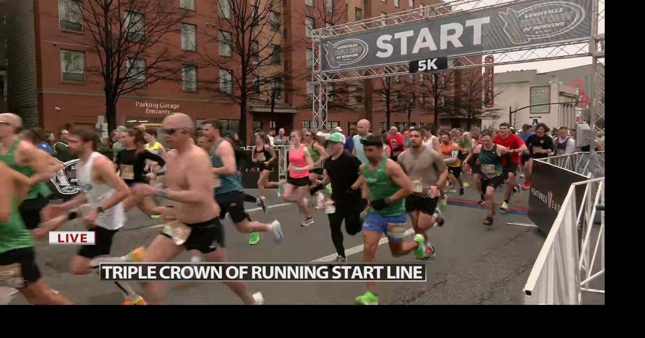 Runners leave the starting line for first leg of Louisville's Triple ...