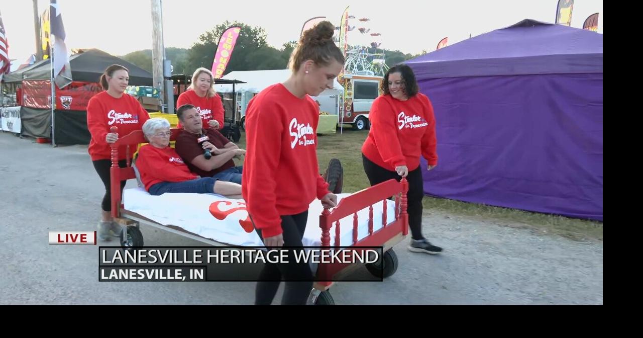 Keith Kaiser hops on to a bed race entry at the Lanesville Heritage ...