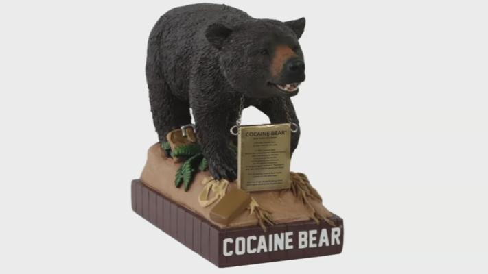 Cocaine Bear bobblehead toting duffle bag of cocaine available for ...