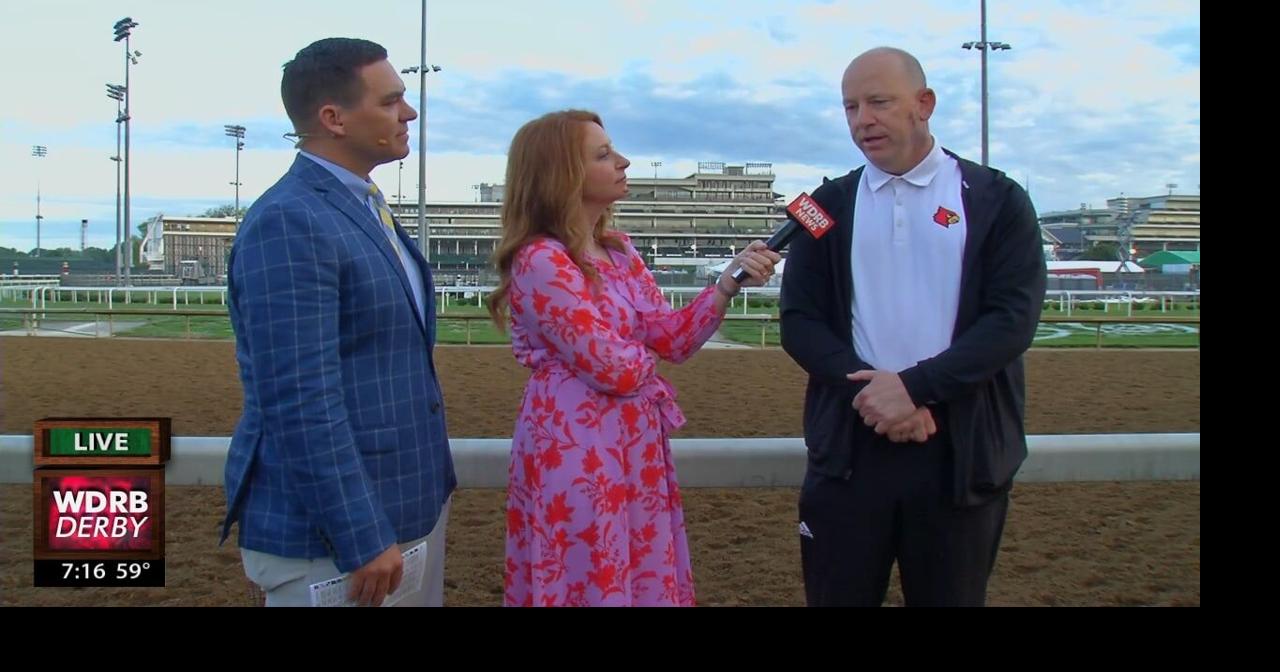 Louisville Football coach Jeff Brohm visits Churchill Downs for the ...