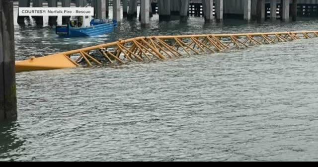 No injuries reported after huge crane falls off barge in Virginia ...